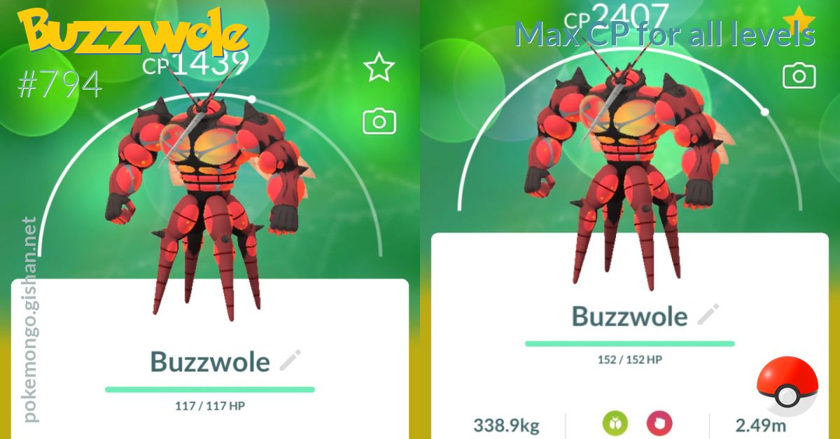 Buzzwole max CP for all levels - Pokemon Go
