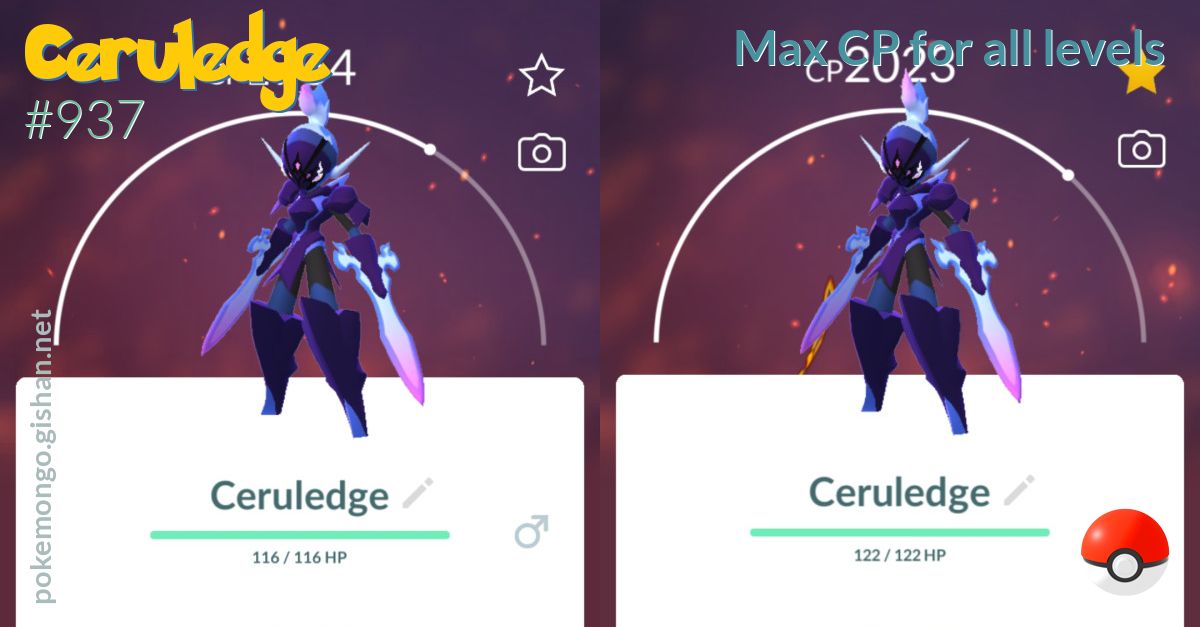 Ceruledge max CP for all levels - Pokemon Go