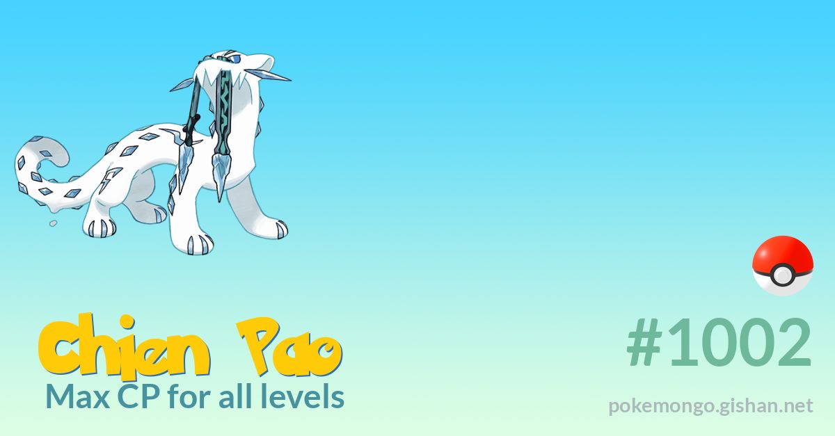 Chien-Pao max CP for all levels - Pokemon Go