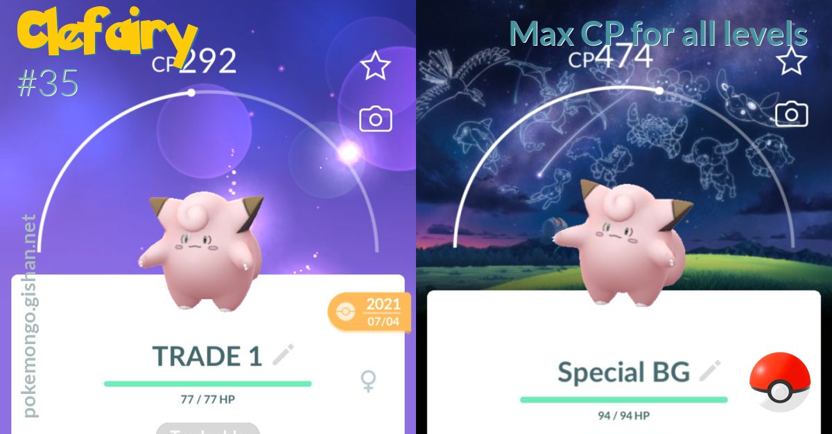 Clefairy max CP for all levels - Pokemon Go