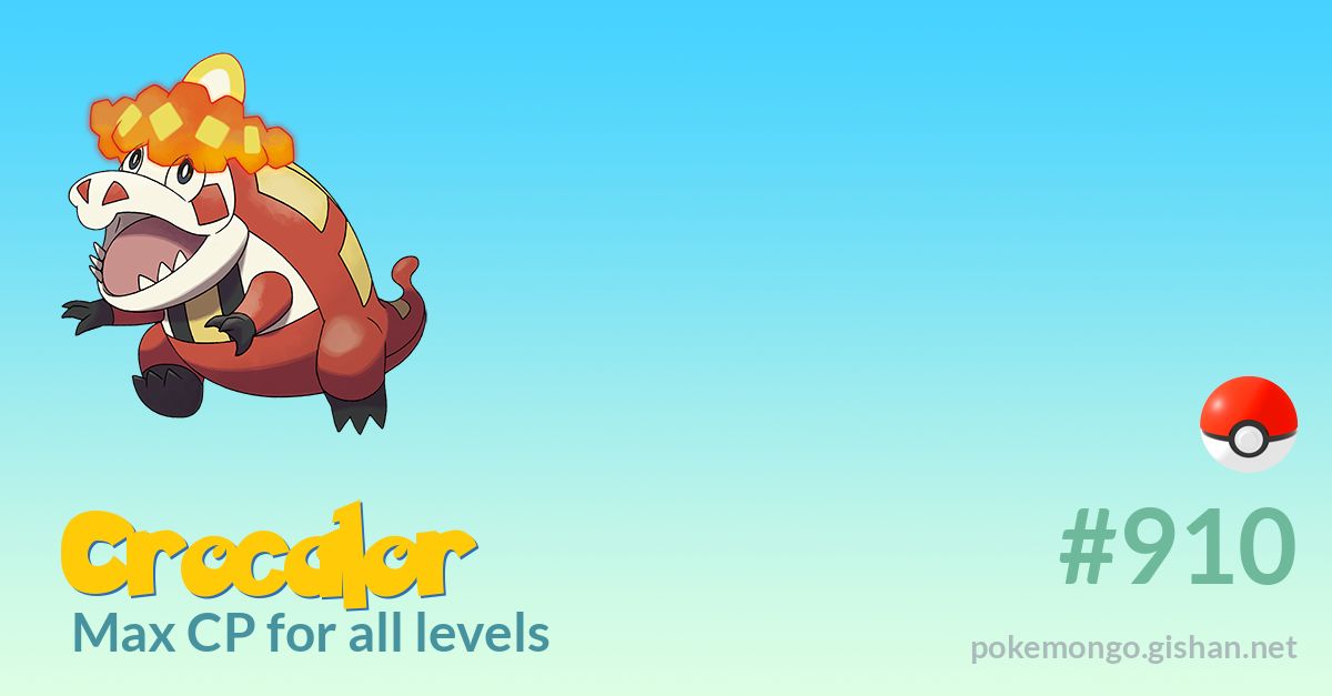 Crocalor max CP for all levels - Pokemon Go