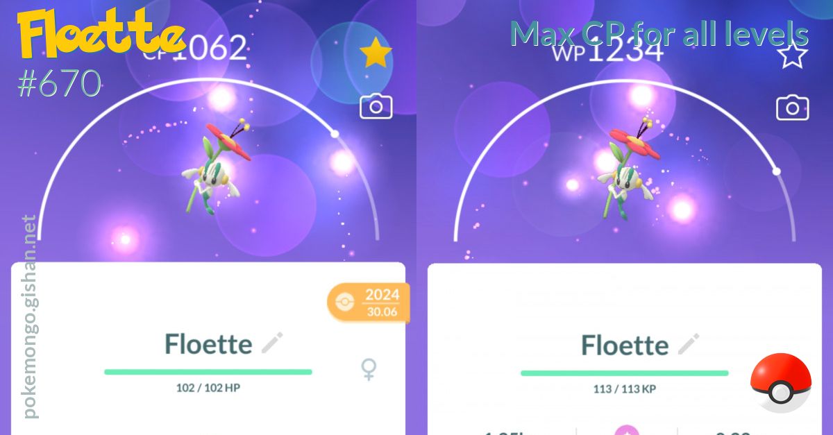 Floette max CP for all levels - Pokemon Go