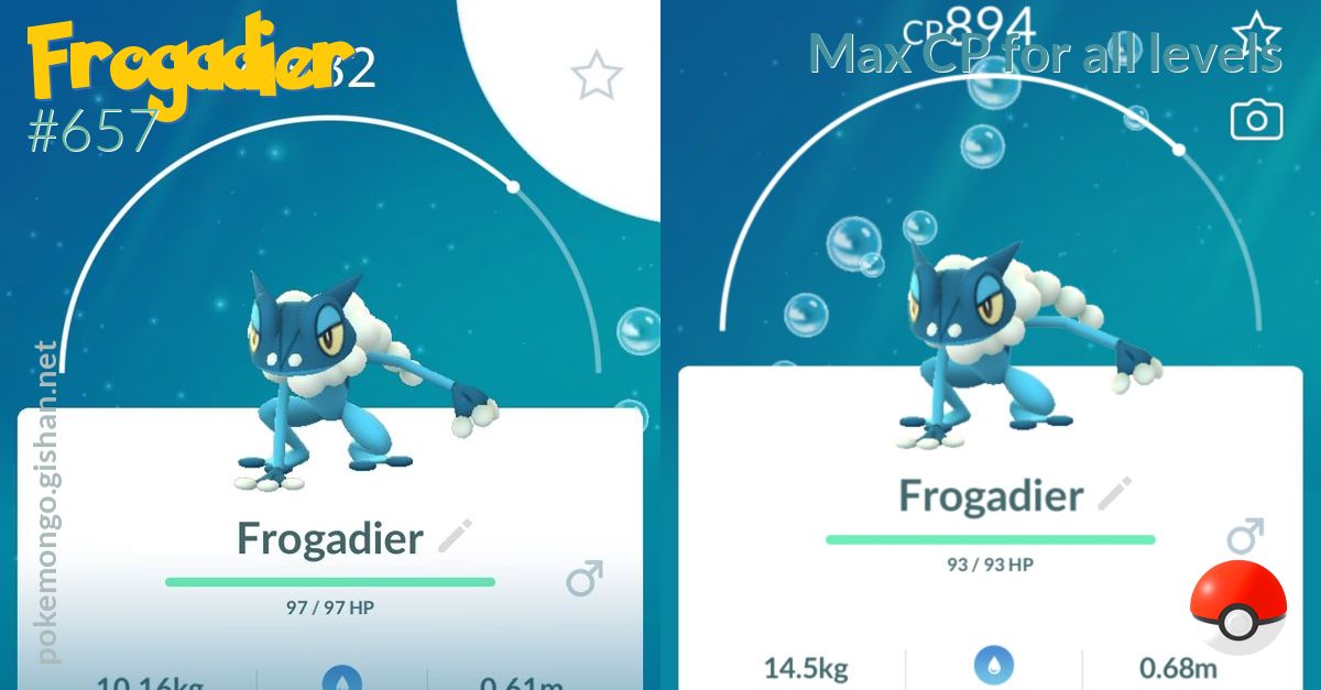 Frogadier max CP for all levels - Pokemon Go