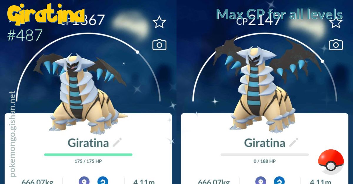 Giratina max CP for all levels - Pokemon Go