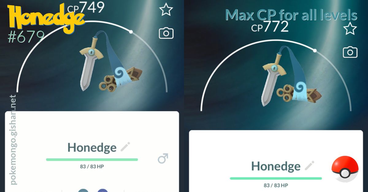 Honedge max CP for all levels - Pokemon Go