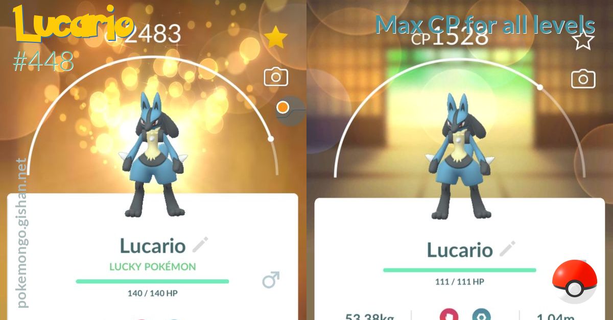Lucario max CP for all levels - Pokemon Go