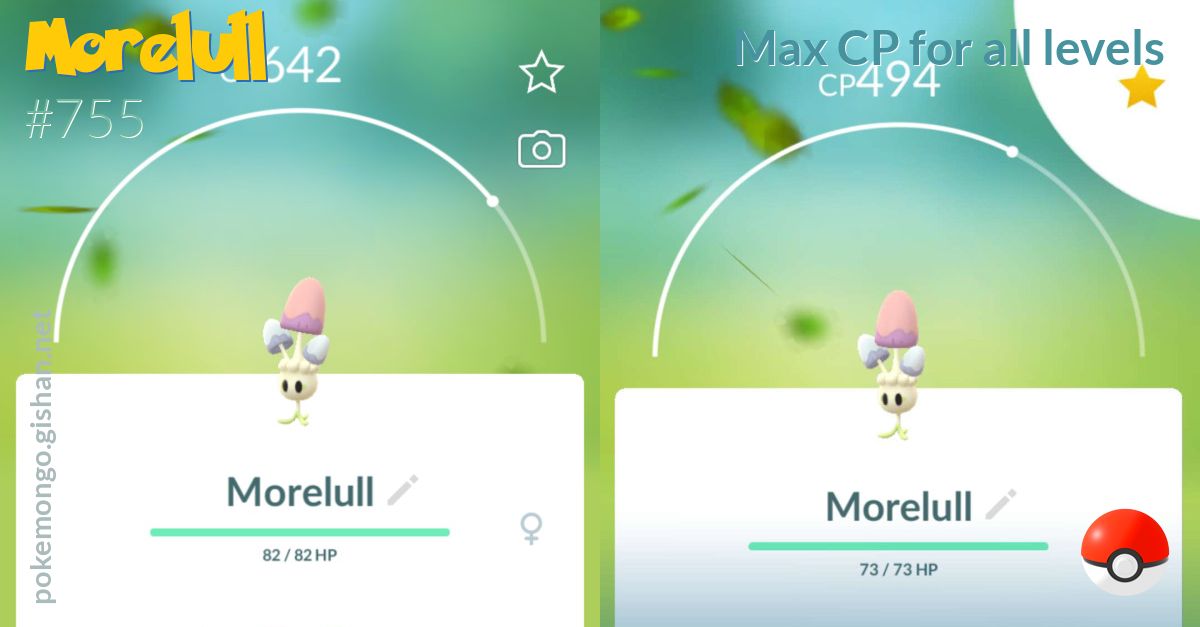 Morelull max CP for all levels - Pokemon Go
