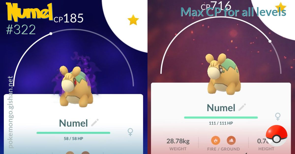 Numel max CP for all levels - Pokemon Go