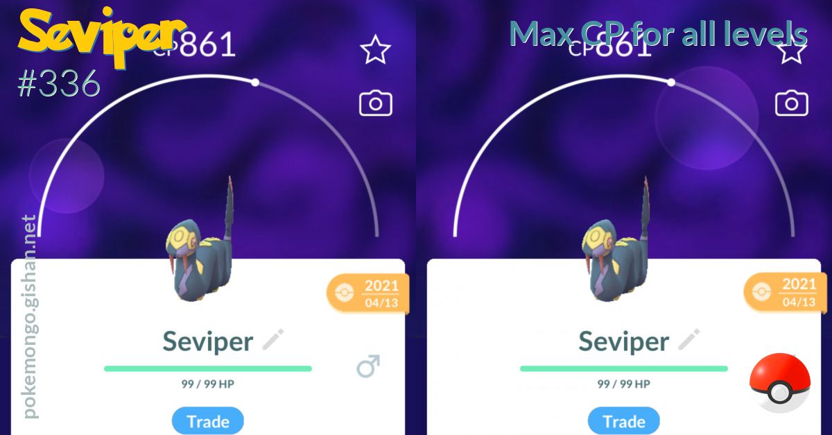 Seviper max CP for all levels - Pokemon Go