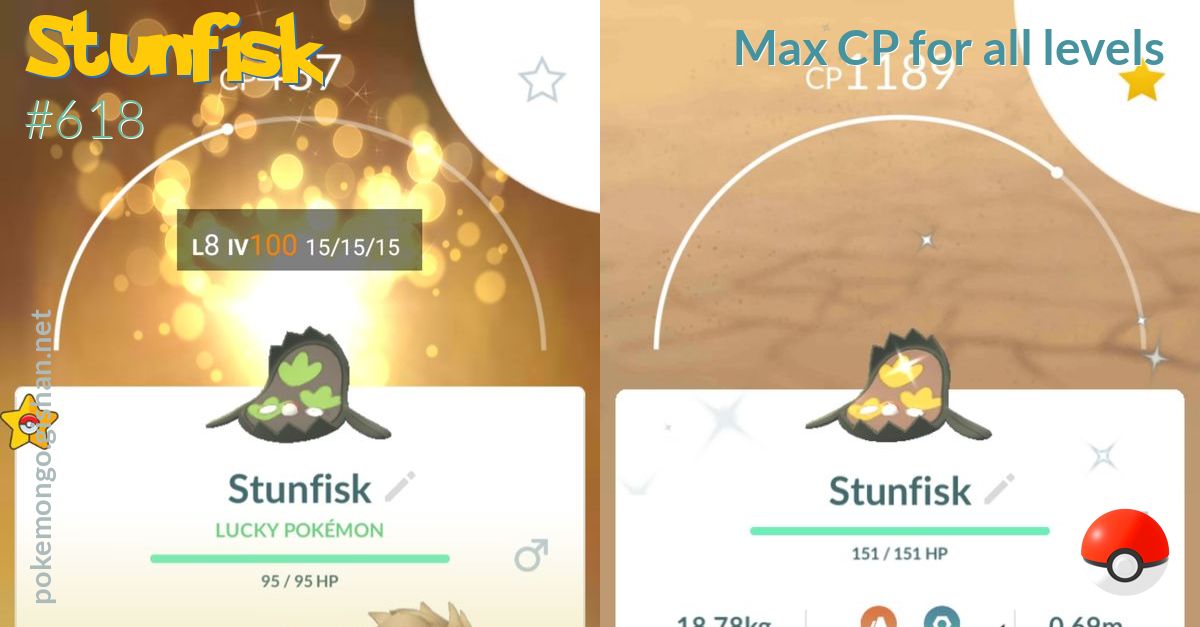 Stunfisk max CP for all levels - Pokemon Go