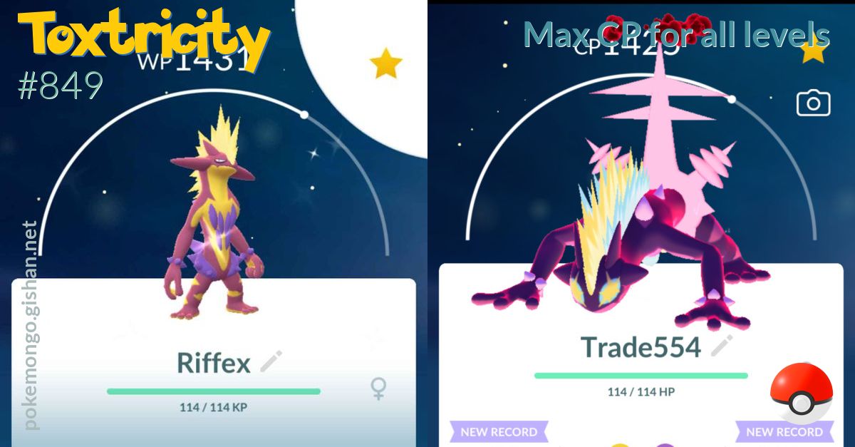 Toxtricity max CP for all levels - Pokemon Go