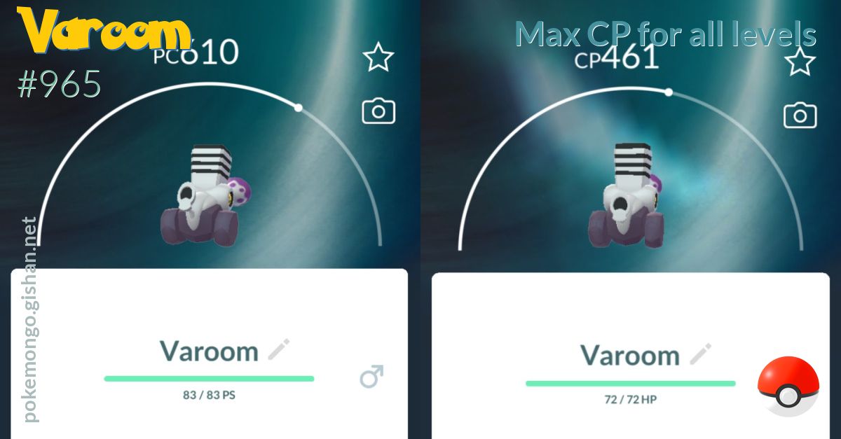 Varoom max CP for all levels - Pokemon Go