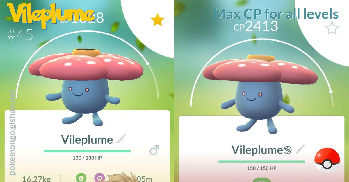 Vileplume max CP for all levels - Pokemon Go