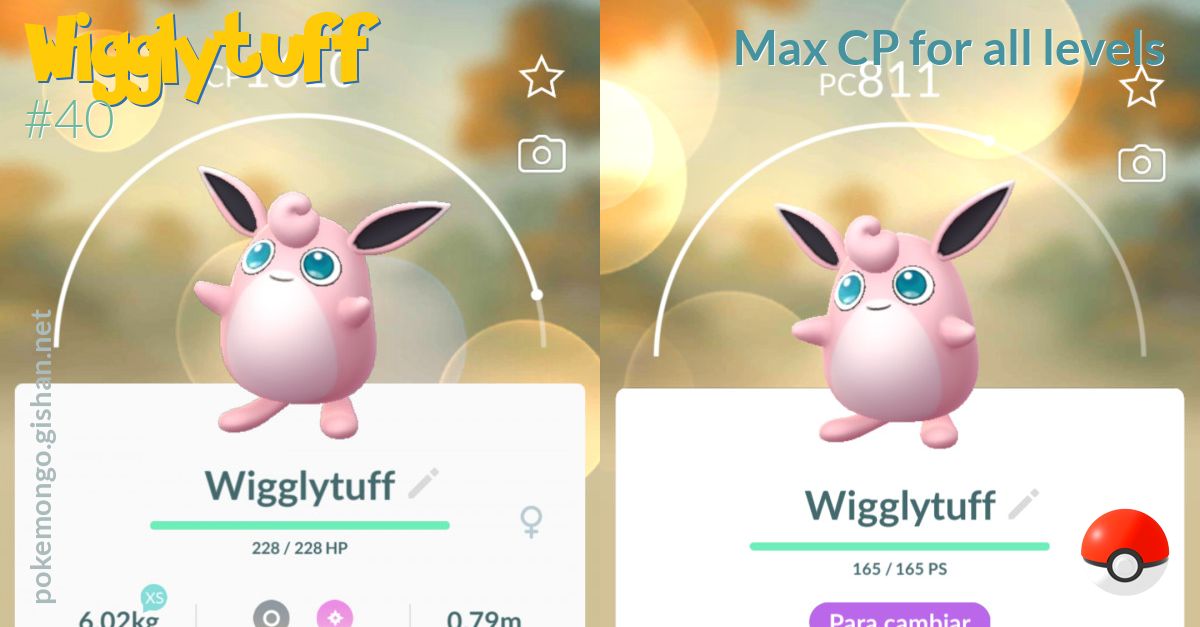 Wigglytuff max CP for all levels - Pokemon Go