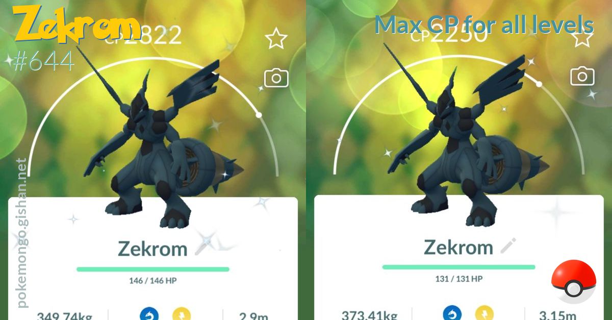 Zekrom max CP for all levels - Pokemon Go